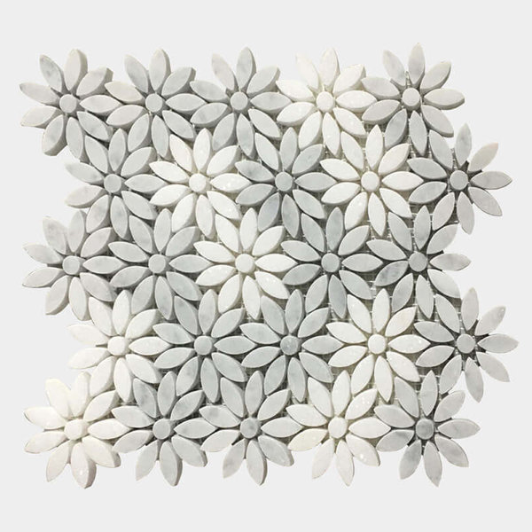 Nasco Stone + Tile Feuille de pétales Bianco Classico + Aqua Bianco - Wayfair Canada